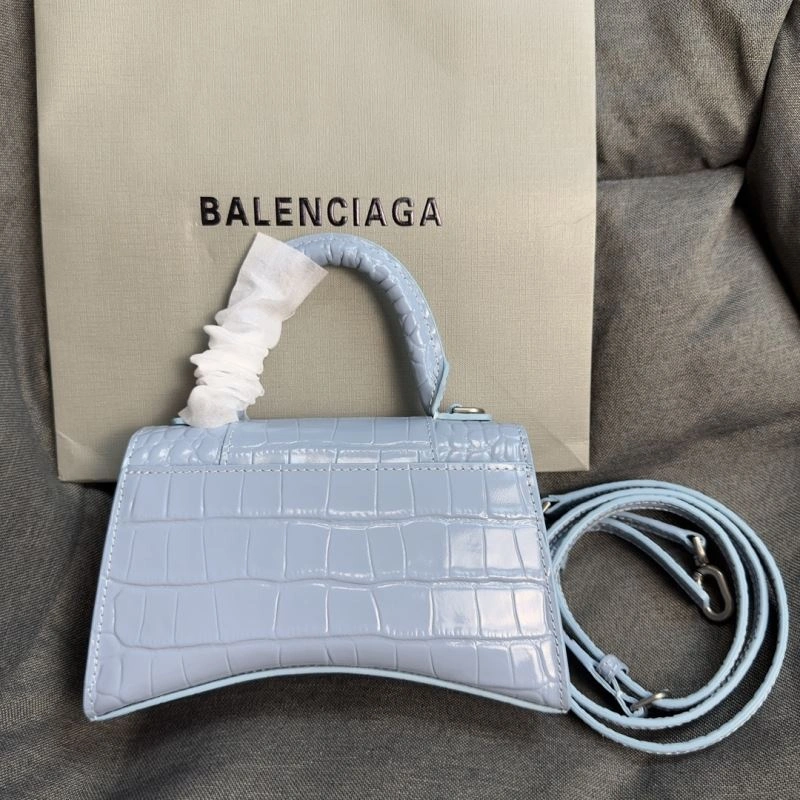 Economical Balenciaga Hourglass XS Crocodile Pattern Bag in Fog Blue
