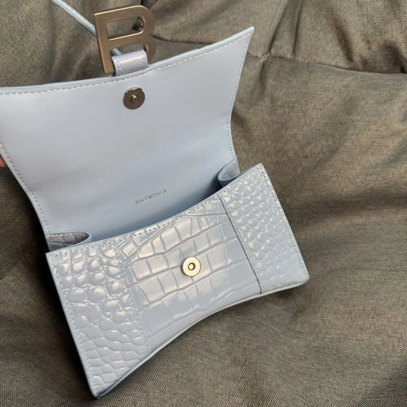Economical Balenciaga Hourglass XS Crocodile Pattern Bag in Fog Blue