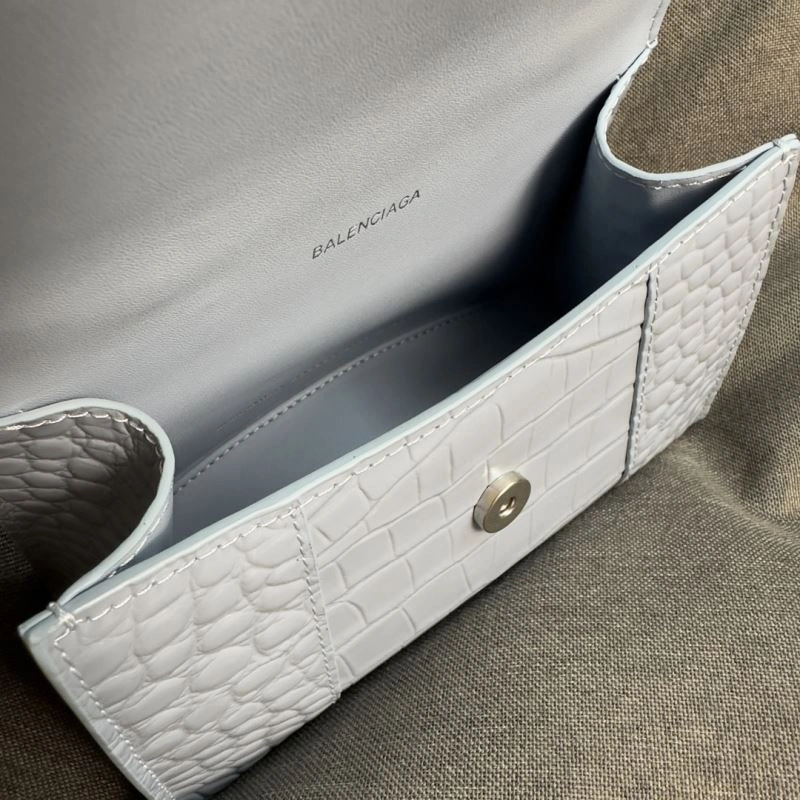 Economical Balenciaga Hourglass XS Crocodile Pattern Bag in Fog Blue
