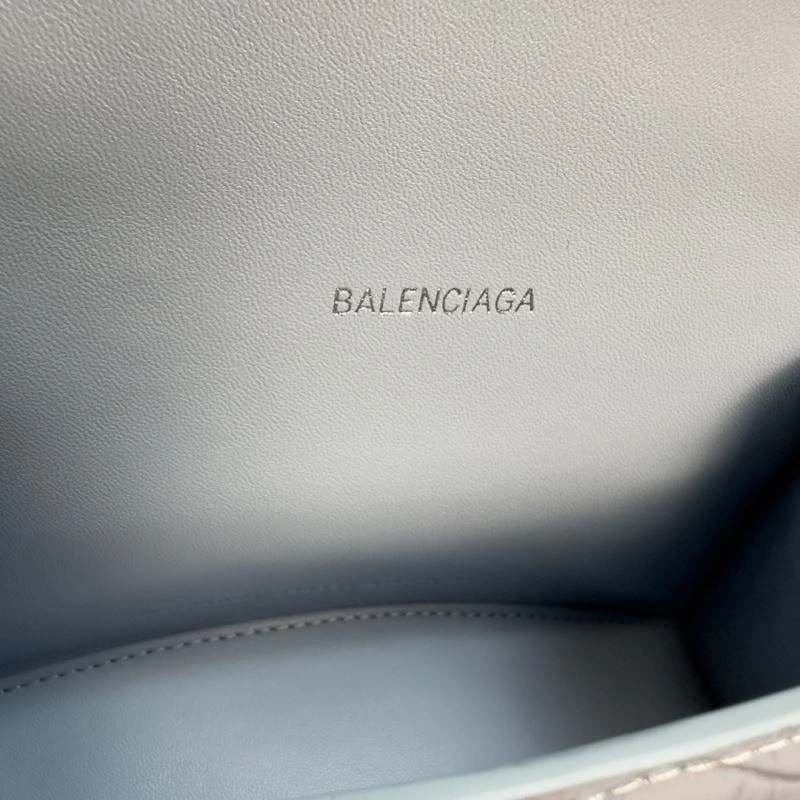 Economical Balenciaga Hourglass XS Crocodile Pattern Bag in Fog Blue