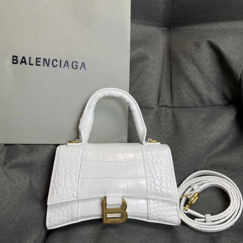 Balenciaga Hourglass XS Crocodile Pattern Bag with Gold Buckle