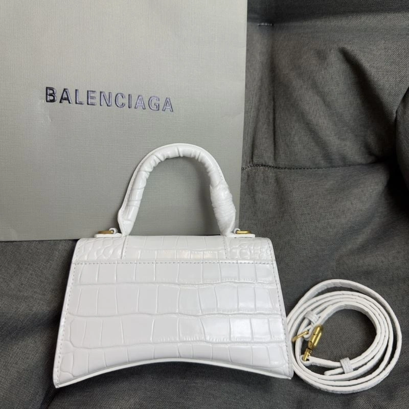 Official Balenciaga Hourglass XS Crocodile Pattern Bag with Gold Buckle