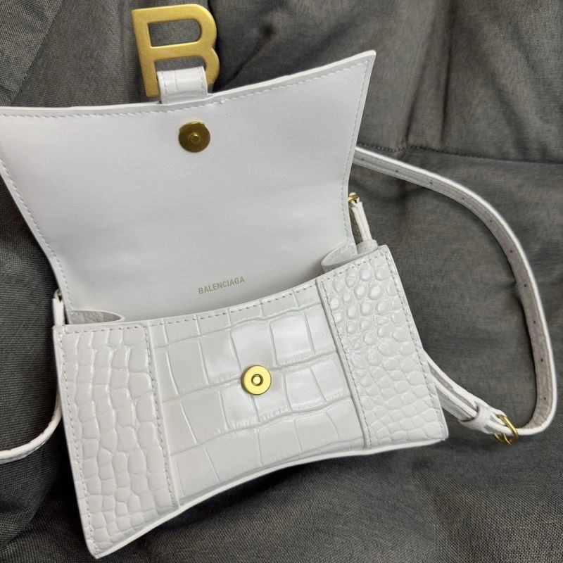 Official Balenciaga Hourglass XS Crocodile Pattern Bag with Gold Buckle