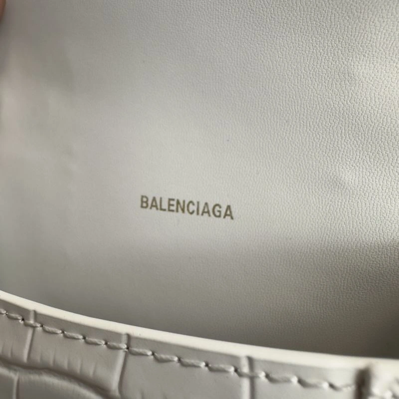 Official Balenciaga Hourglass XS Crocodile Pattern Bag with Gold Buckle