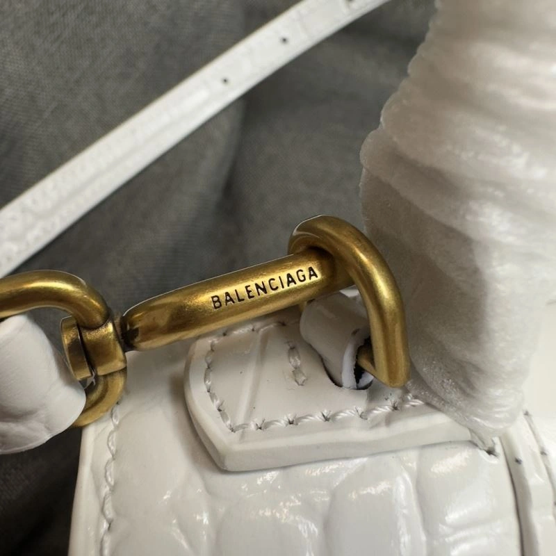Official Balenciaga Hourglass XS Crocodile Pattern Bag with Gold Buckle