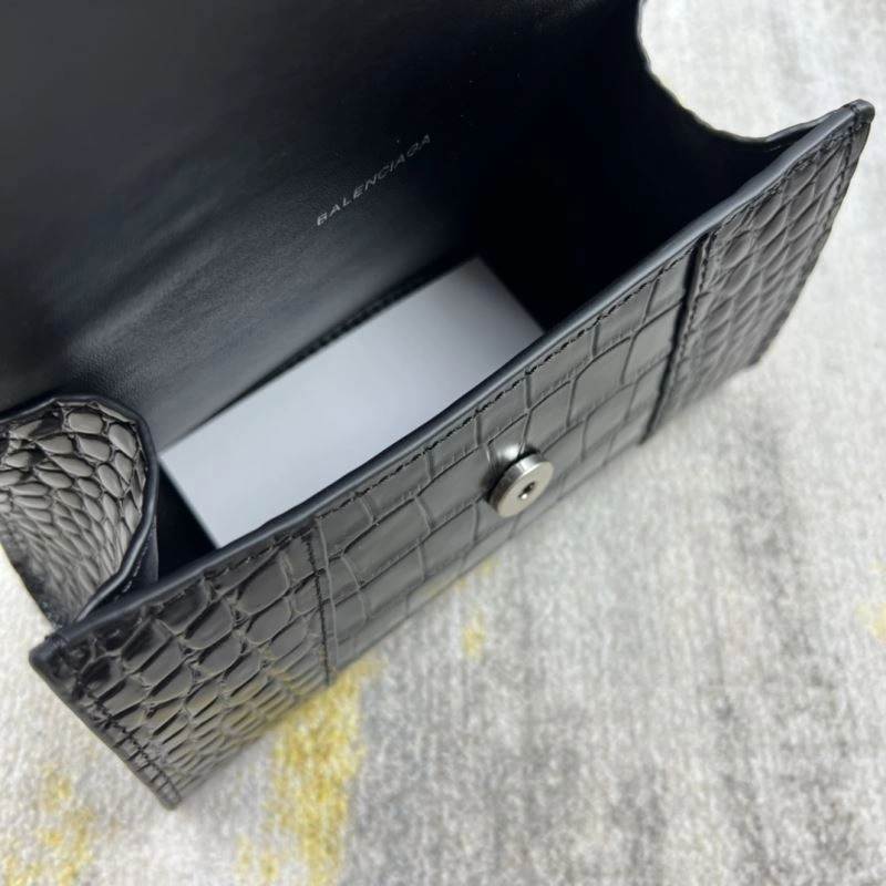 High accuracy Balenciaga Hourglass XS Crocodile Pattern Bag with Silver Buckle
