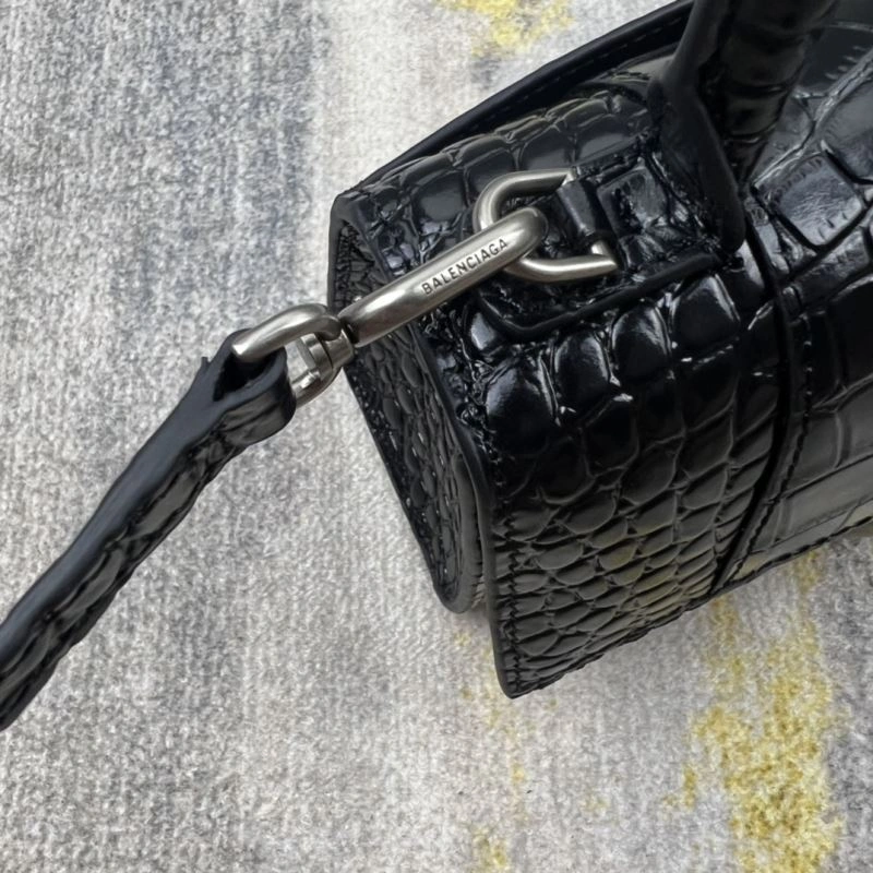 High accuracy Balenciaga Hourglass XS Crocodile Pattern Bag with Silver Buckle