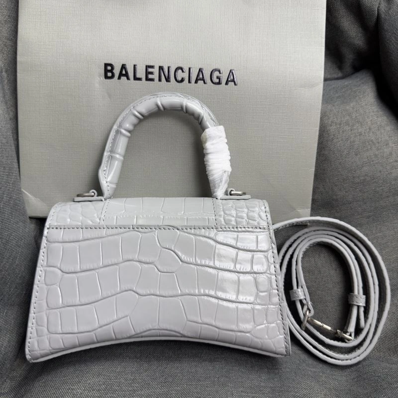 Indistinguishable Balenciaga Hourglass XS Crocodile Pattern Bag with Silver Buckle