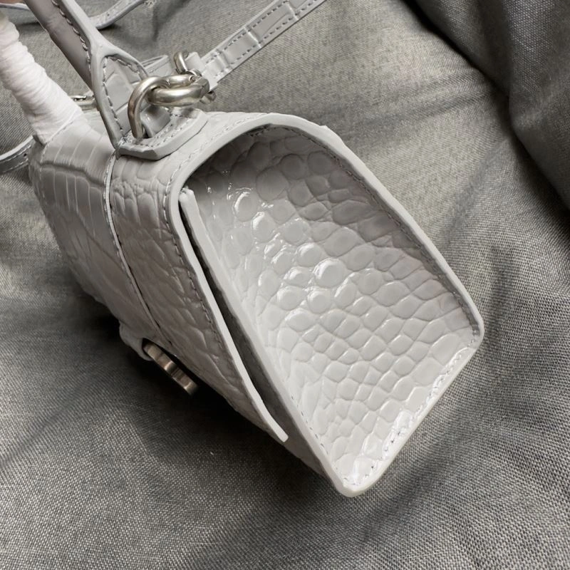 Indistinguishable Balenciaga Hourglass XS Crocodile Pattern Bag with Silver Buckle