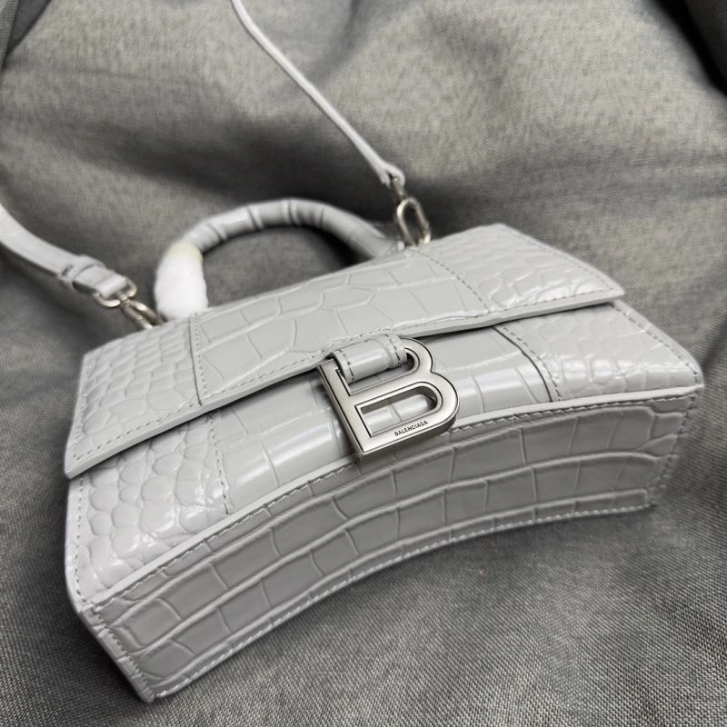 Indistinguishable Balenciaga Hourglass XS Crocodile Pattern Bag with Silver Buckle