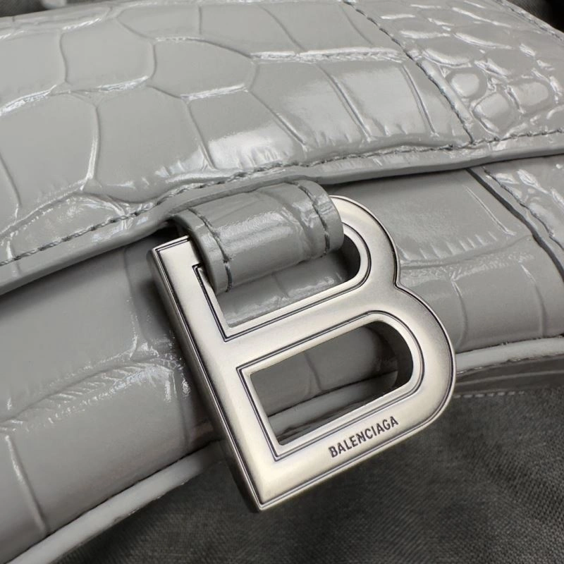 Indistinguishable Balenciaga Hourglass XS Crocodile Pattern Bag with Silver Buckle