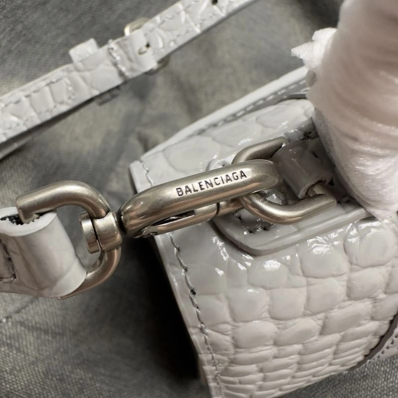 Indistinguishable Balenciaga Hourglass XS Crocodile Pattern Bag with Silver Buckle