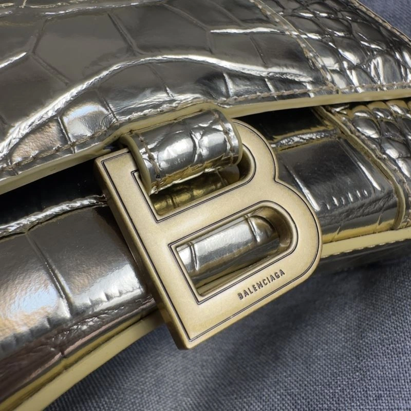 Inexpensive Balenciaga Hourglass XS Crocodile Pattern Gold Buckle Bag
