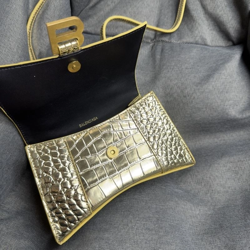 Inexpensive Balenciaga Hourglass XS Crocodile Pattern Gold Buckle Bag