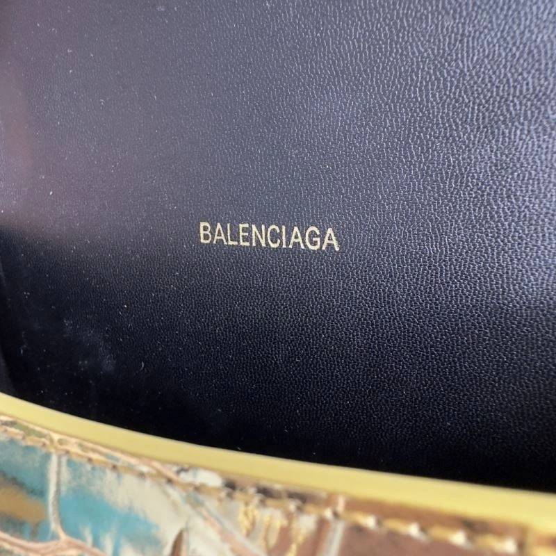Inexpensive Balenciaga Hourglass XS Crocodile Pattern Gold Buckle Bag