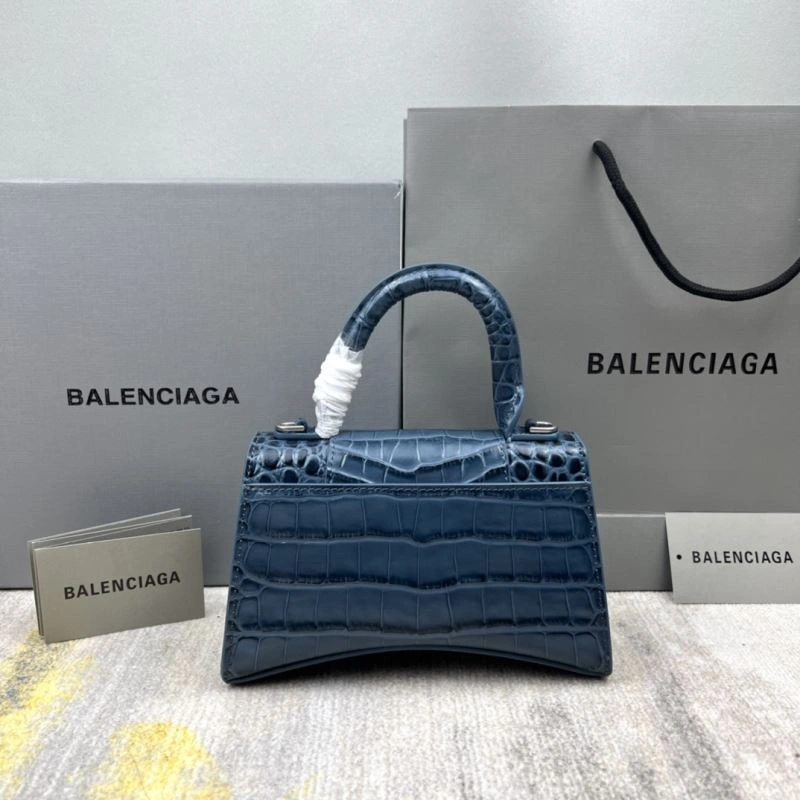 Top mirror Balenciaga Hourglass XS Gray-Blue Crocodile Pattern Bag