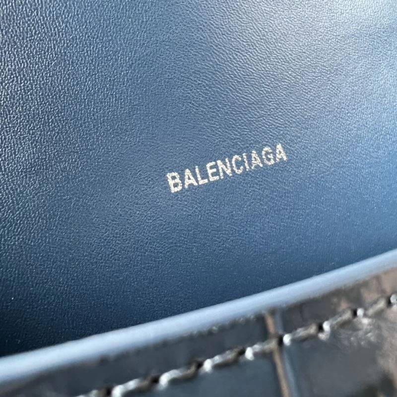 Top mirror Balenciaga Hourglass XS Gray-Blue Crocodile Pattern Bag