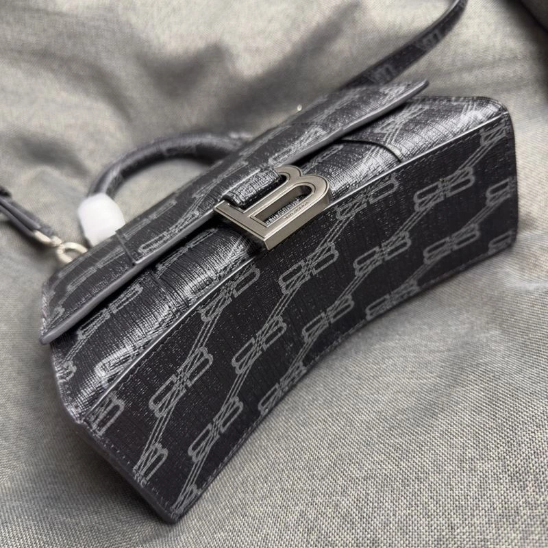 Real Balenciaga Hourglass XS Moonbag - Black Silver Buckle
