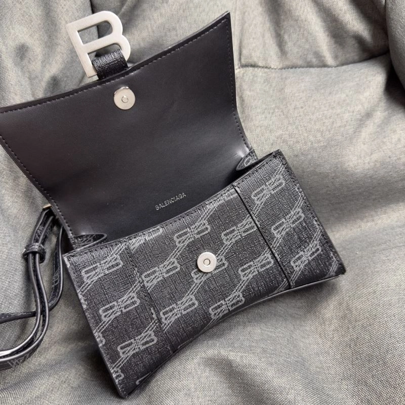 Real Balenciaga Hourglass XS Moonbag - Black Silver Buckle