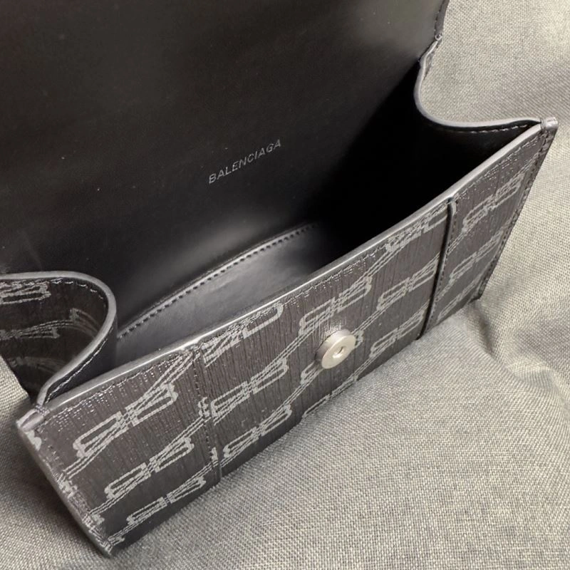 Real Balenciaga Hourglass XS Moonbag - Black Silver Buckle