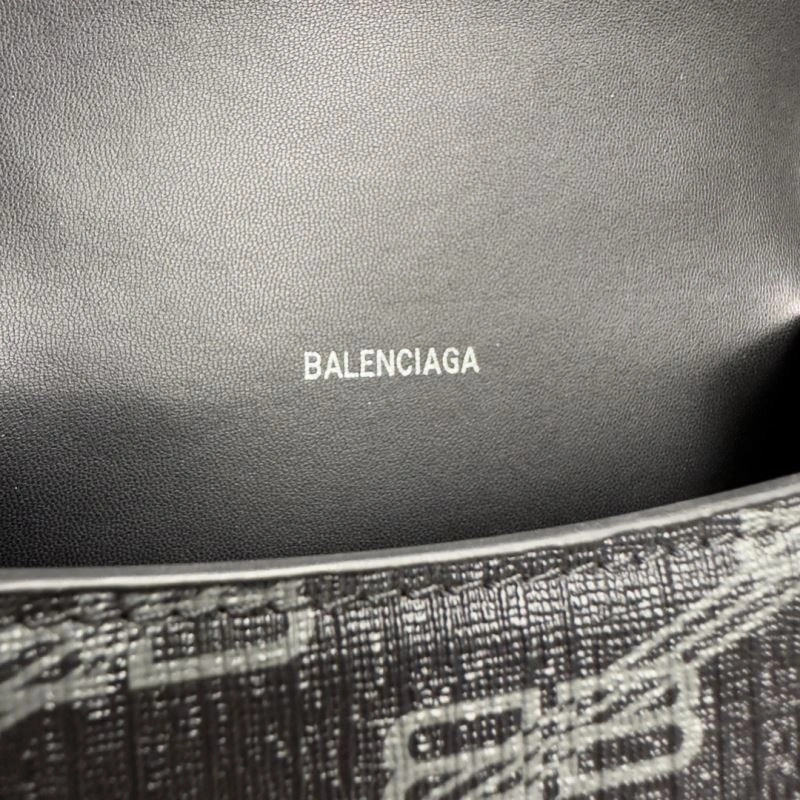 Real Balenciaga Hourglass XS Moonbag - Black Silver Buckle
