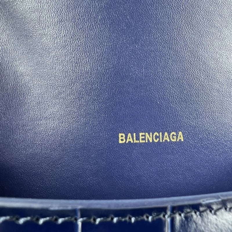 Genuine Balenciaga Hourglass XS Royal Blue Crocodile Bag with Gold Buckle