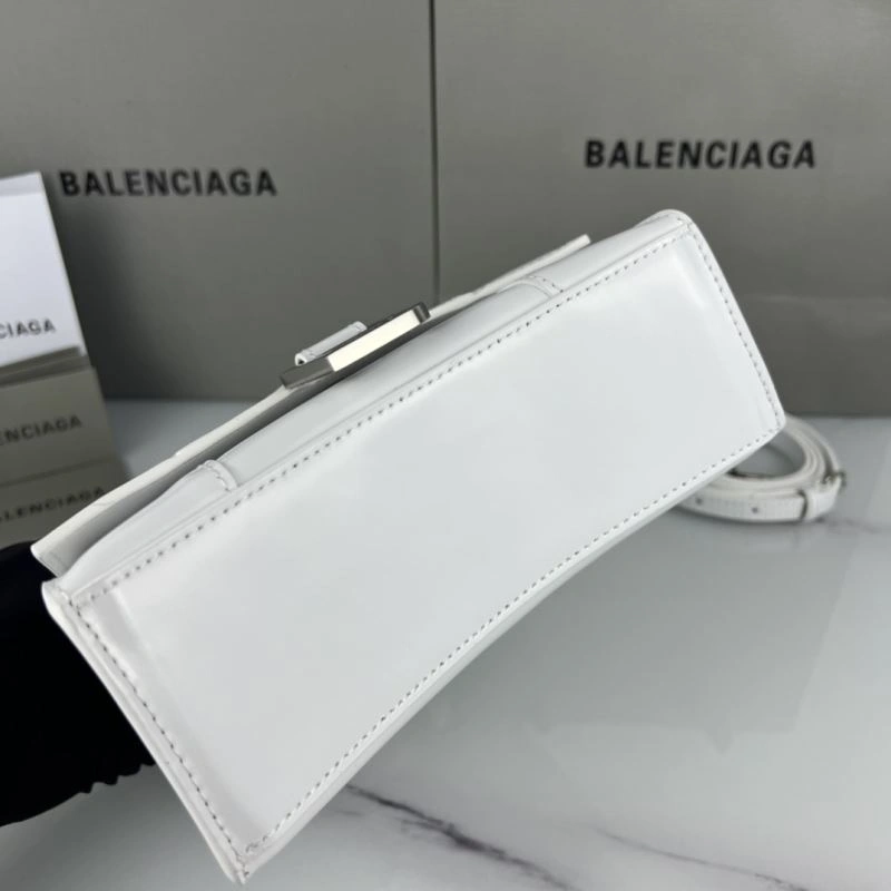 Real Balenciaga Hourglass XS White Bag with Silver Buckle - Style 8896