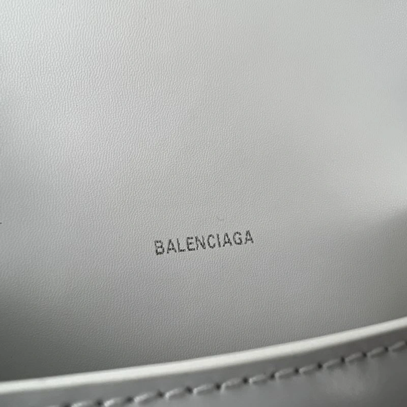 Real Balenciaga Hourglass XS White Bag with Silver Buckle - Style 8896