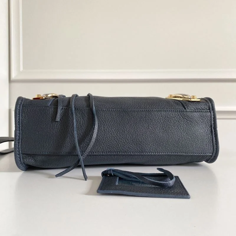 Factory-made Balenciaga Italian Goat Leather Motorcycle Bag - Royal Blue with Gold Buckle