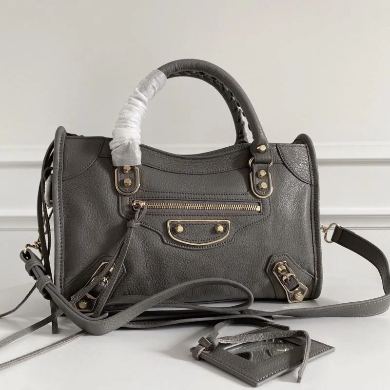 Discounted Balenciaga Italian Goat Leather Motorcycle Bag with Gold Studs