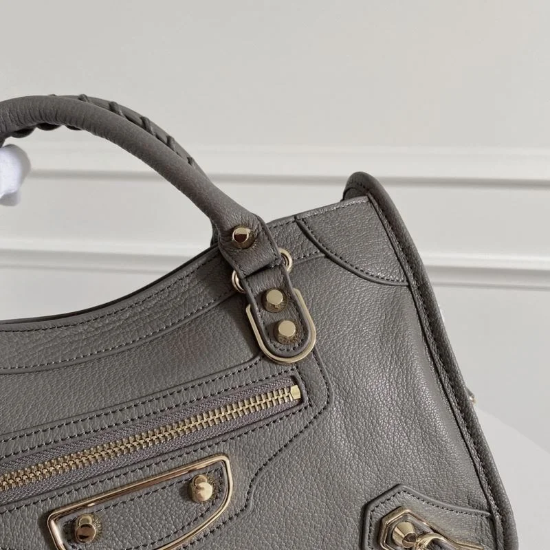 Discounted Balenciaga Italian Goat Leather Motorcycle Bag with Gold Studs