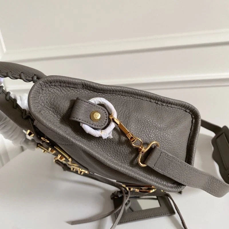 Discounted Balenciaga Italian Goat Leather Motorcycle Bag with Gold Studs