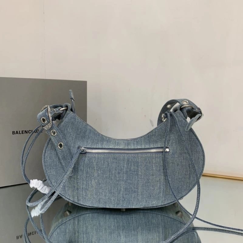 Discounted Balenciaga Le Cagole Crescent Denim Dumpling Bag - Size S