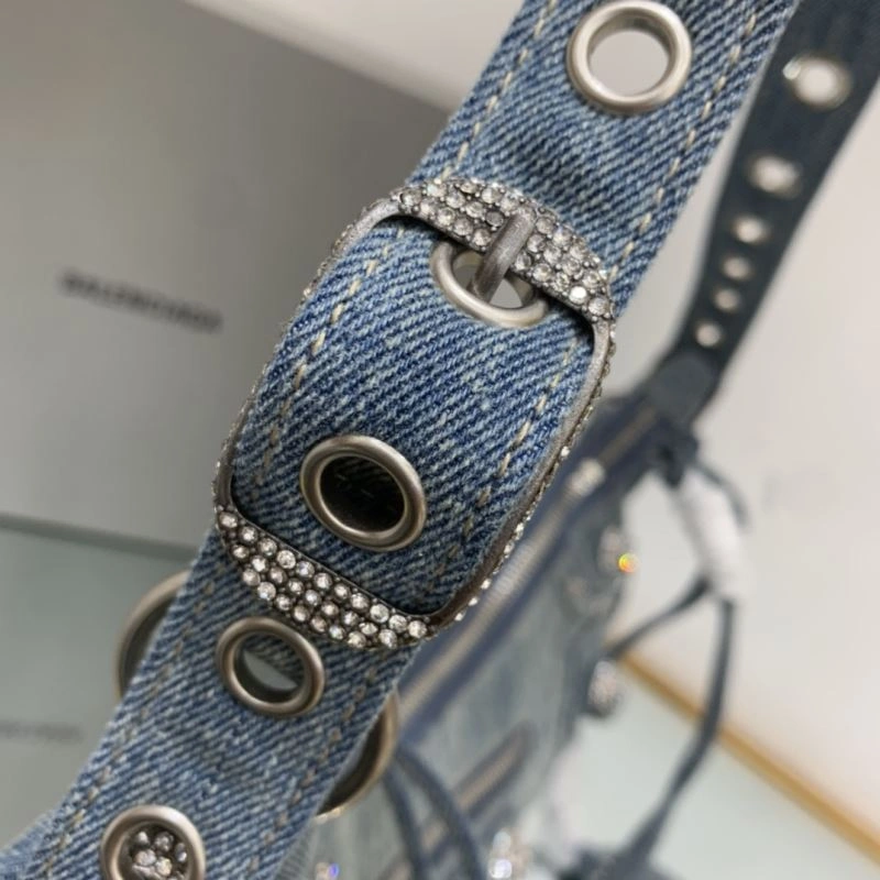 Discounted Balenciaga Le Cagole Crescent Denim Dumpling Bag - Size S