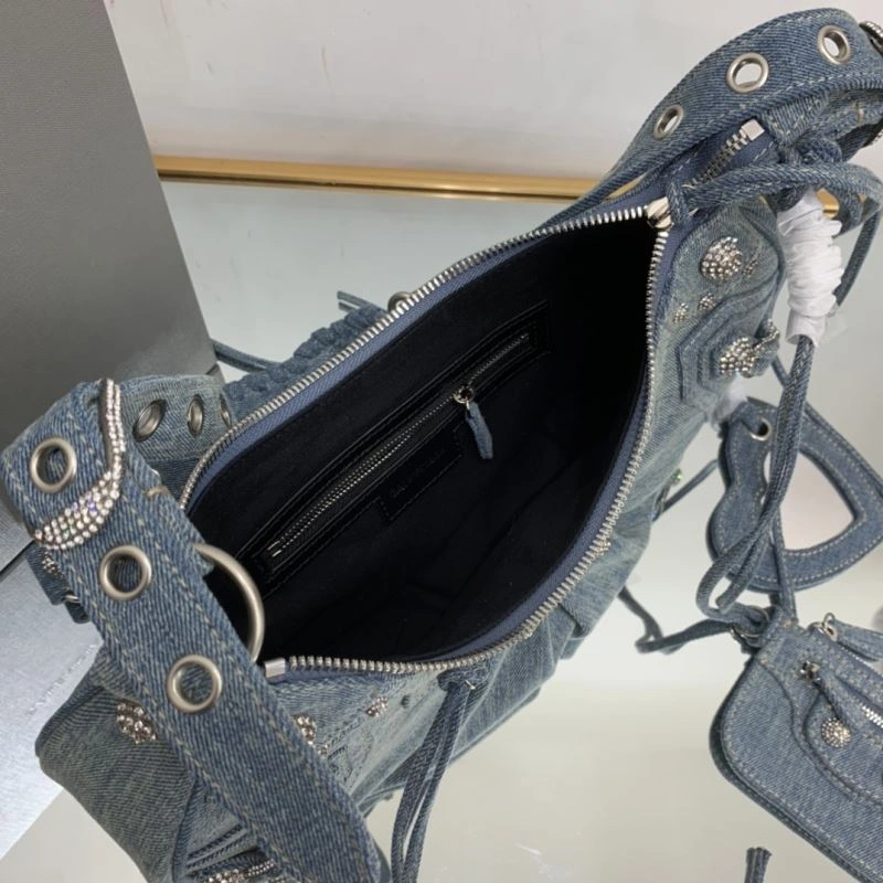 Discounted Balenciaga Le Cagole Crescent Denim Dumpling Bag - Size S