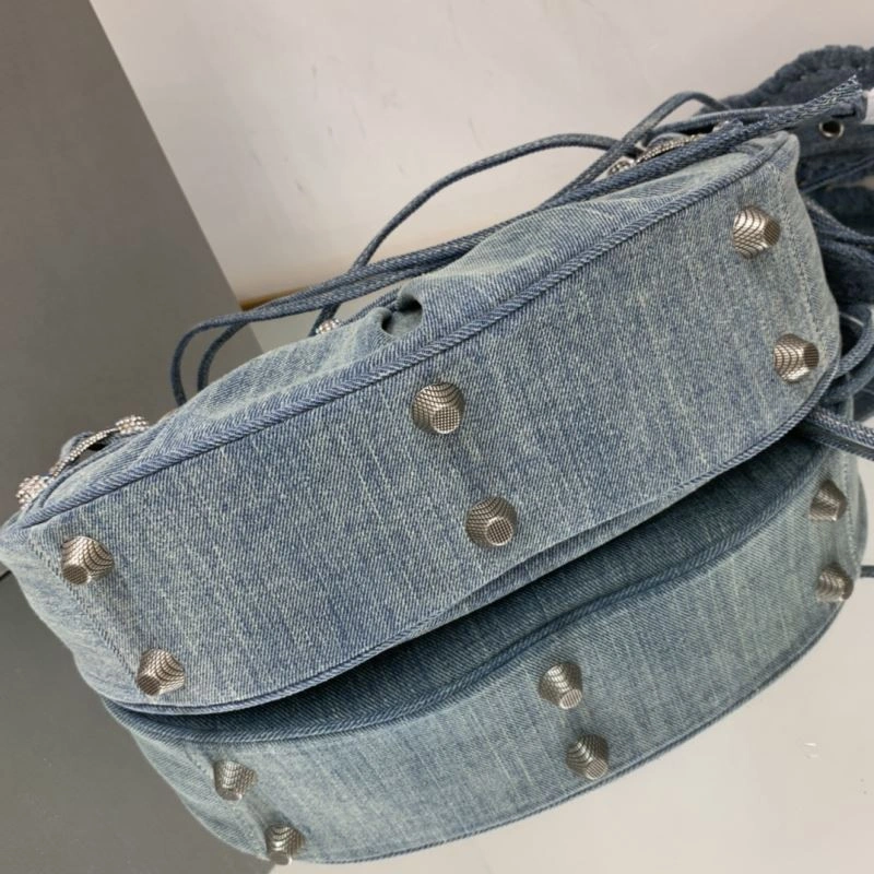 Discounted Balenciaga Le Cagole Crescent Denim Dumpling Bag - Size S