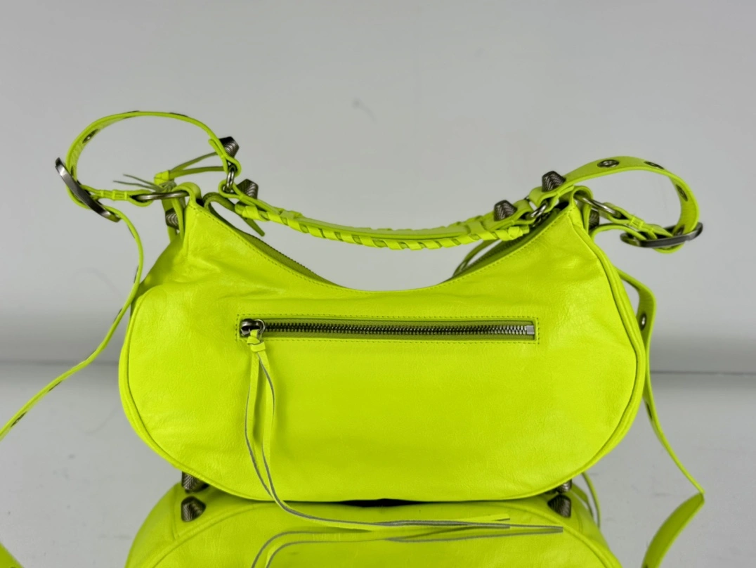 Low-cost Balenciaga Le Cagole Crescent Dumpling Bag in Fluorescent Green