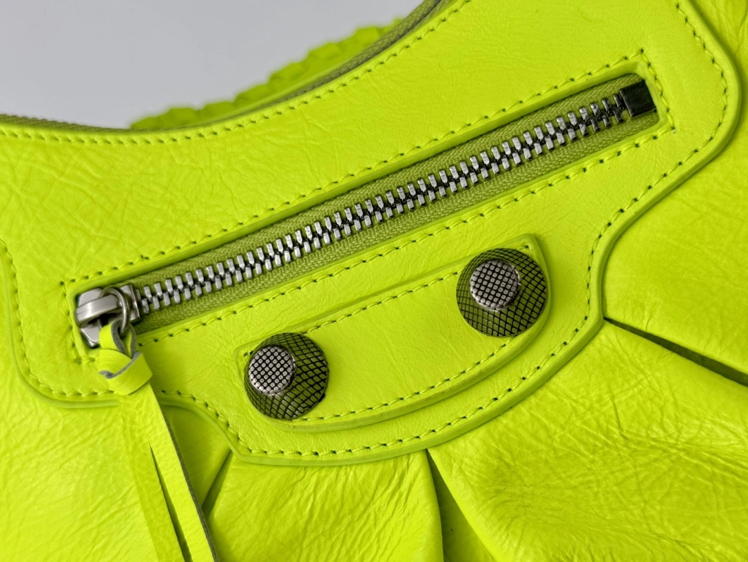 Low-cost Balenciaga Le Cagole Crescent Dumpling Bag in Fluorescent Green