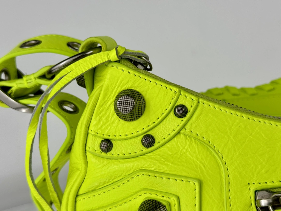 Low-cost Balenciaga Le Cagole Crescent Dumpling Bag in Fluorescent Green