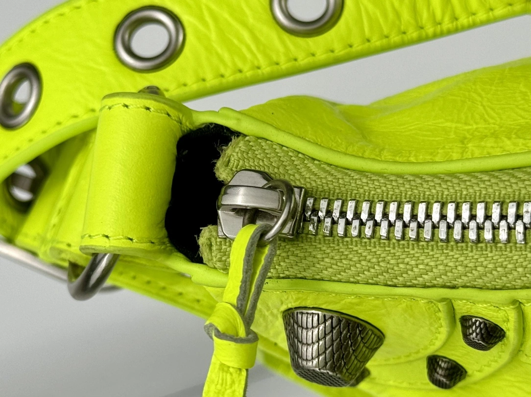 Low-cost Balenciaga Le Cagole Crescent Dumpling Bag in Fluorescent Green