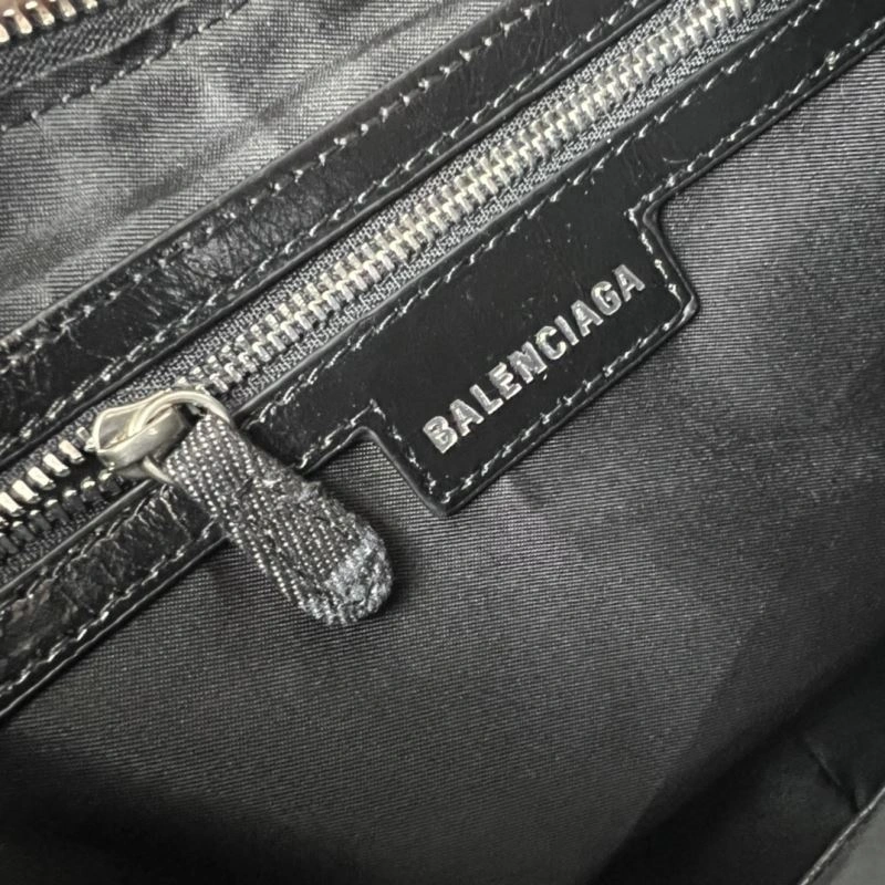 Top match Balenciaga Le Cagole Denim Print Crescent Bag with Mirror Pouch