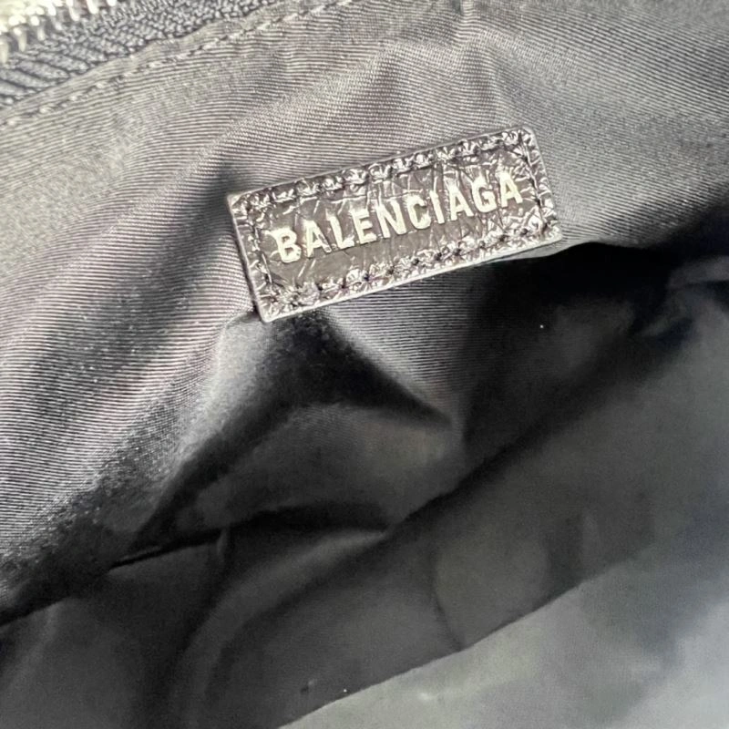 Economical Balenciaga Le Cagole Denim Print Crescent Bag with Mirror Pouch