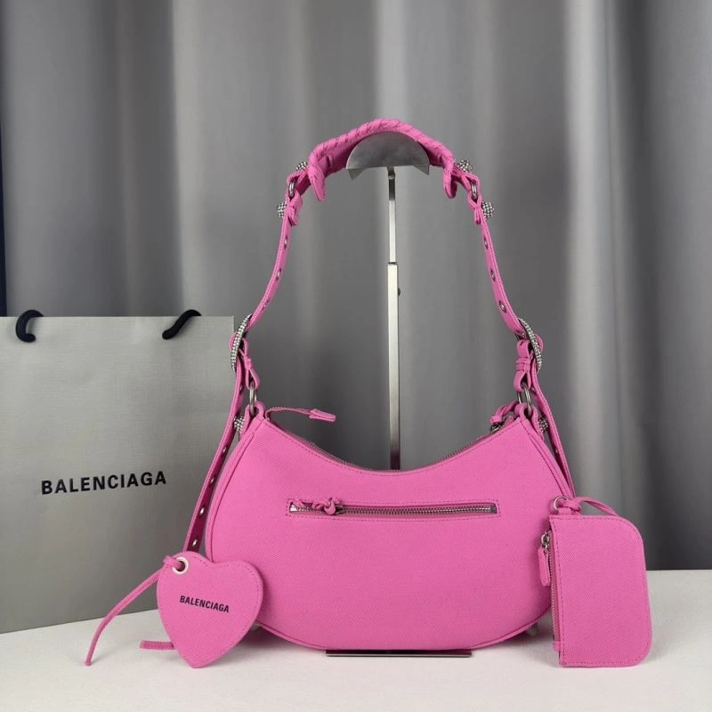 OEM Balenciaga Le Cagole Diamond-Studded Pink Denim Crossbody Bag
