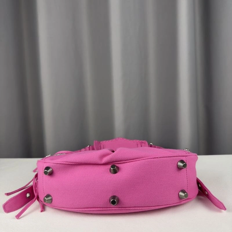 OEM Balenciaga Le Cagole Diamond-Studded Pink Denim Crossbody Bag