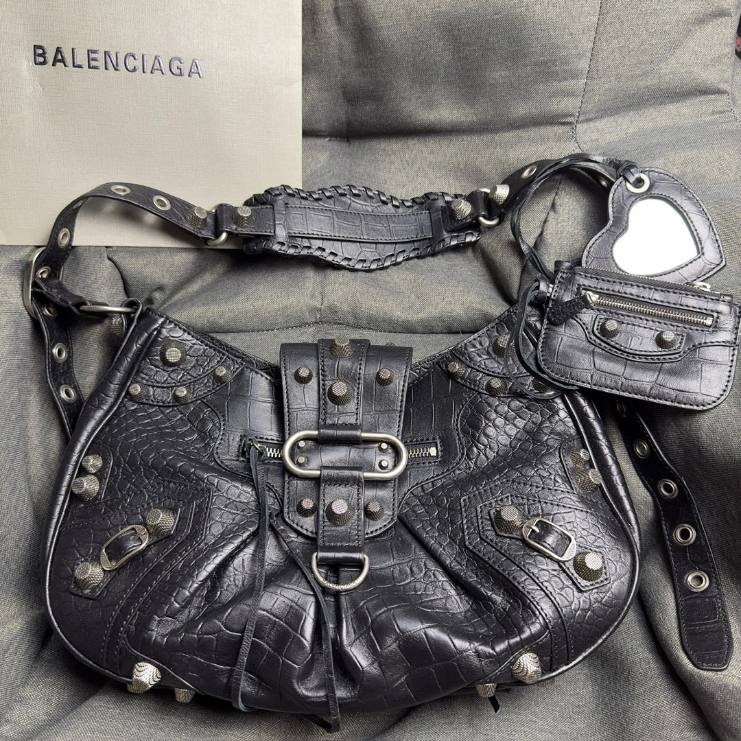 Balenciaga Le Cagole Exploded Sheepskin Half-Moon Bag