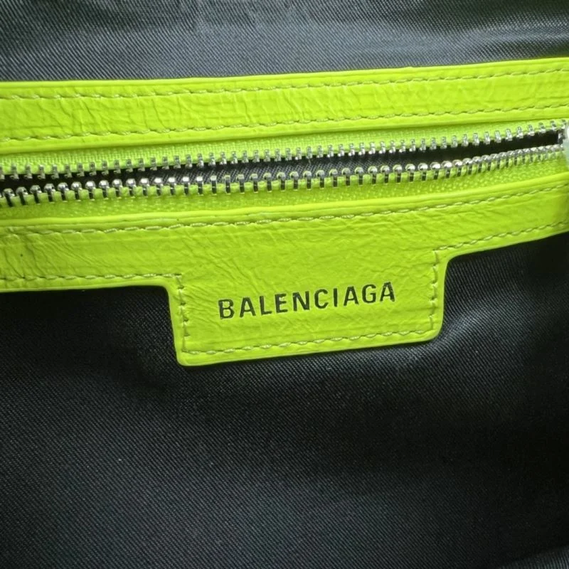 1:1 copy Balenciaga Le Cagole Fluo Yellow Motorcycle Dumpling Bag