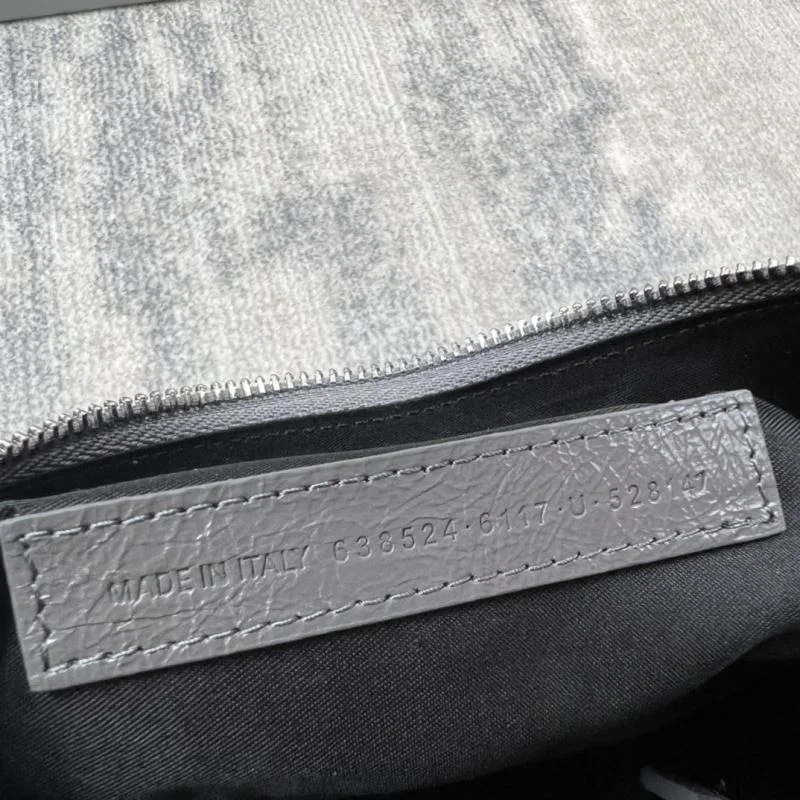 Brand-original Balenciaga Le Cagole Gray Leather Half-Moon Bag