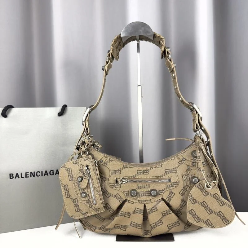 Balenciaga Le Cagole Half-Moon Bag - Brown Old Flower Edition