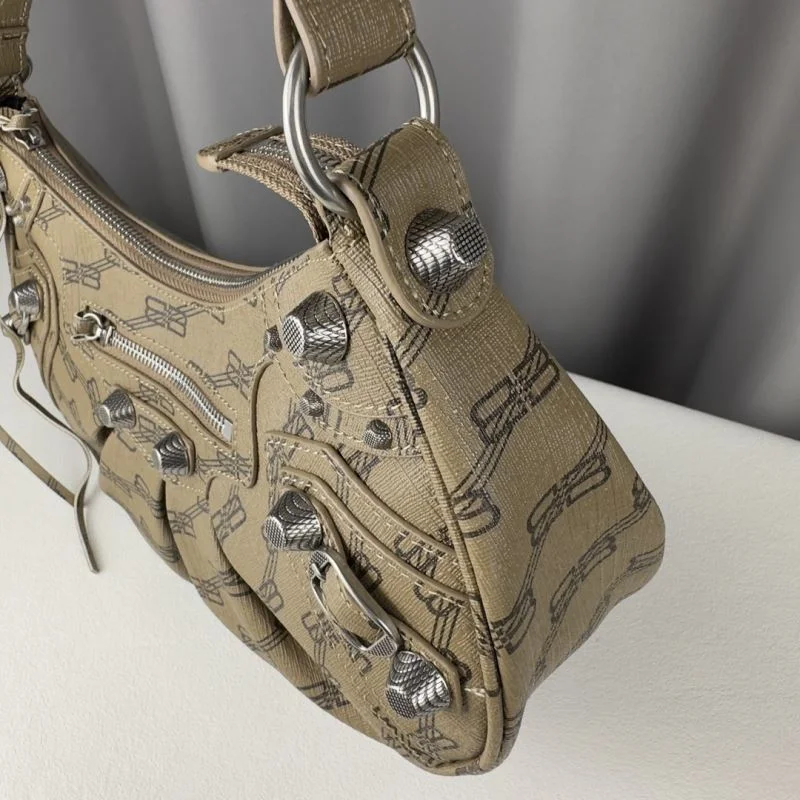 Official Balenciaga Le Cagole Half-Moon Bag - Brown Old Flower Edition