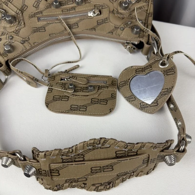 Official Balenciaga Le Cagole Half-Moon Bag - Brown Old Flower Edition